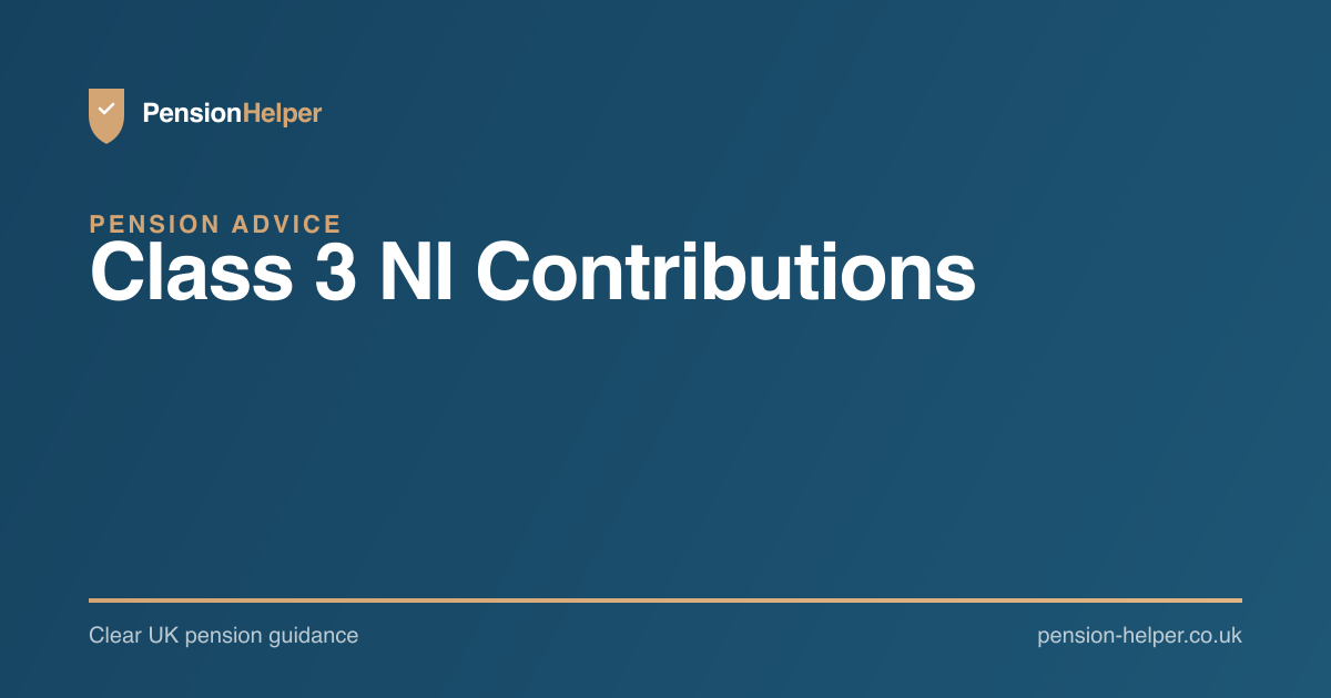 Class 3 NI Contributions | PensionHelper